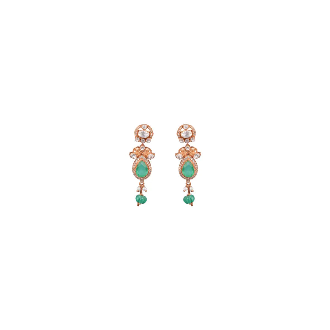 Emerald Green Necklace & Earrings Set - 925 Sterling Silver – Gajaah